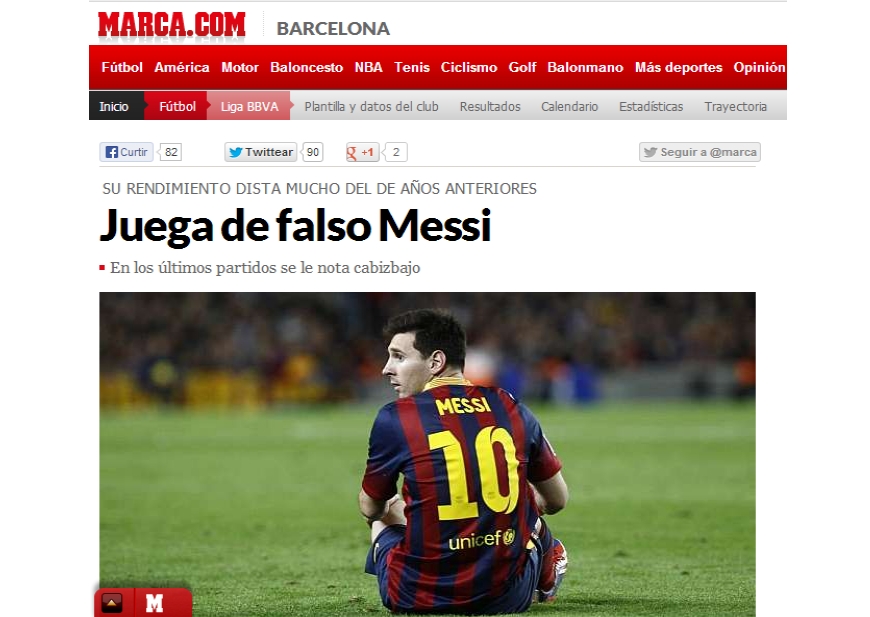 ‘Leo joga de falso Messi’, ironiza jornal espanhol devido má fase do ...